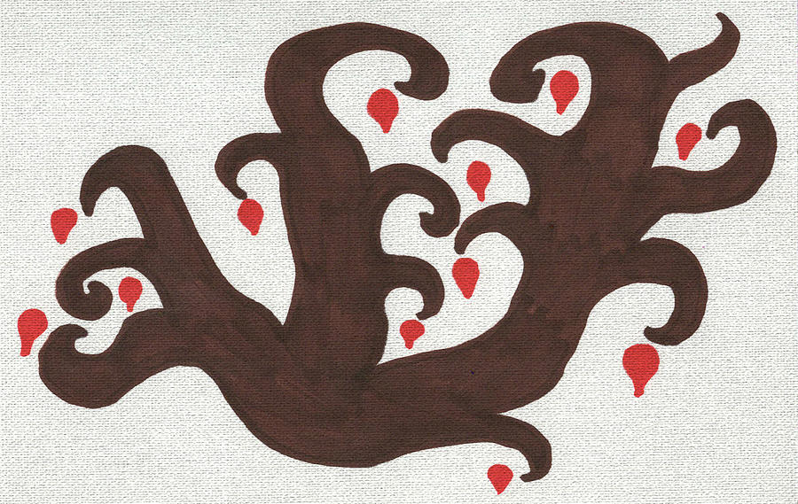 Ruby Drop Tree Painting by Sindy Original - Fine Art America