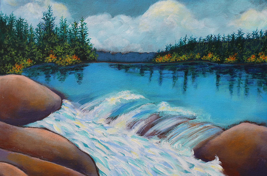 Rushing Water Painting by Lynda Freeman | Fine Art America