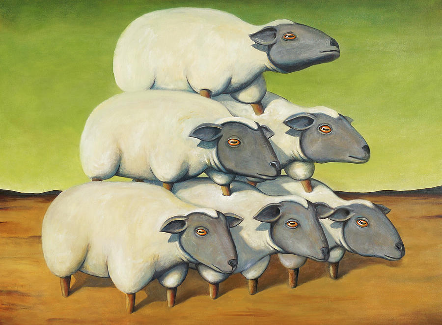 Sheep Stack Painting by Tank - Pixels