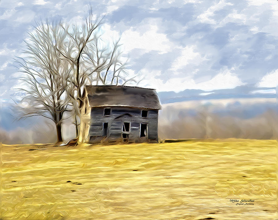 Small House on Hill Digital Art by Mike Scheufler - Pixels