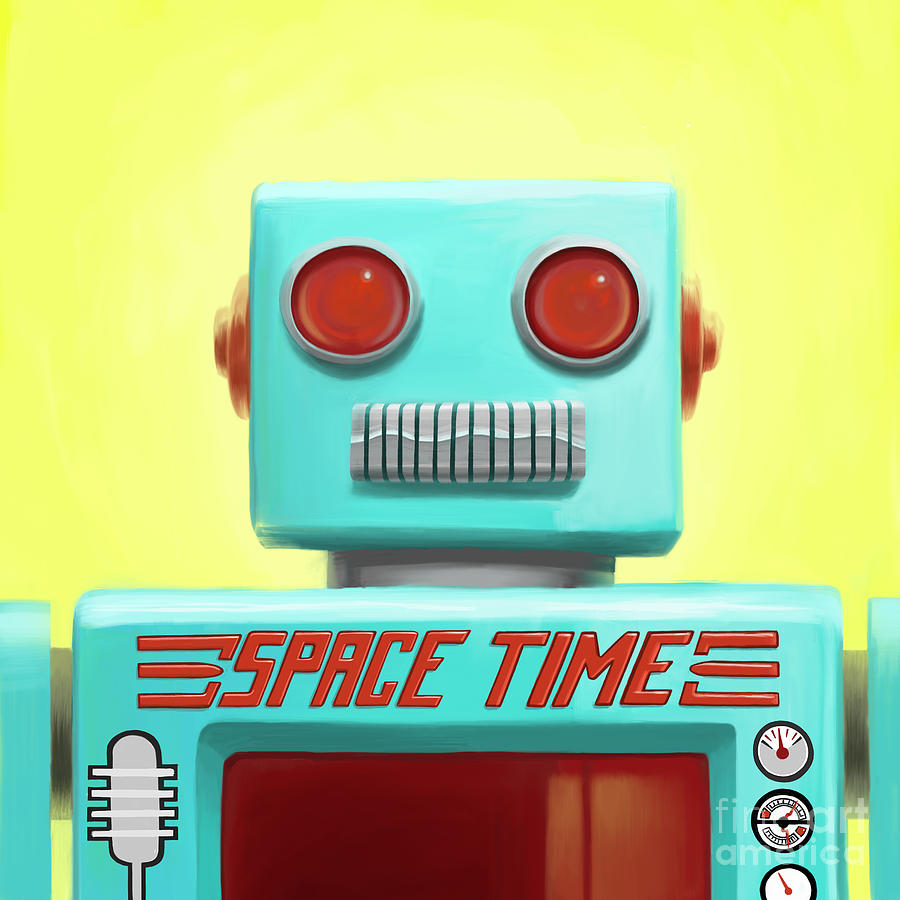 Space Time Robot square version Painting by David Nalesnik