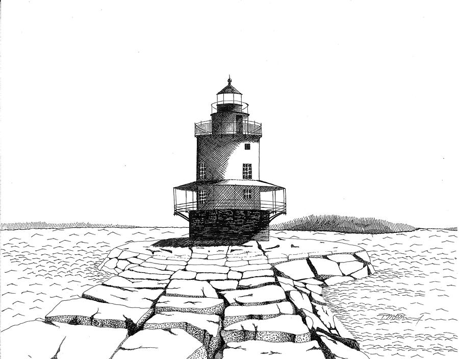 Spring Point Ledge Lighthouse Drawing by Tim Murray - Fine Art America