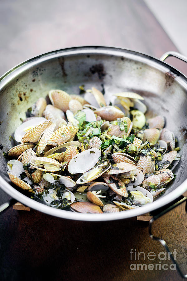 Steamed Fresh Moules Mussels In Garlic Lemon And Olive Oil Photograph ...