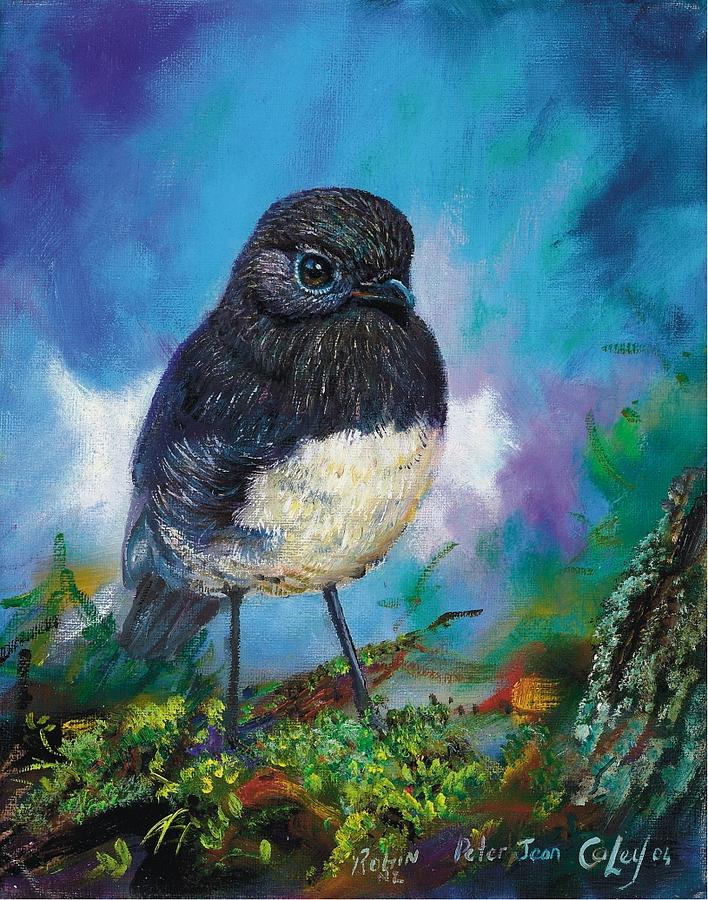 Sth Island Robin Painting by Peter Jean Caley - Fine Art America