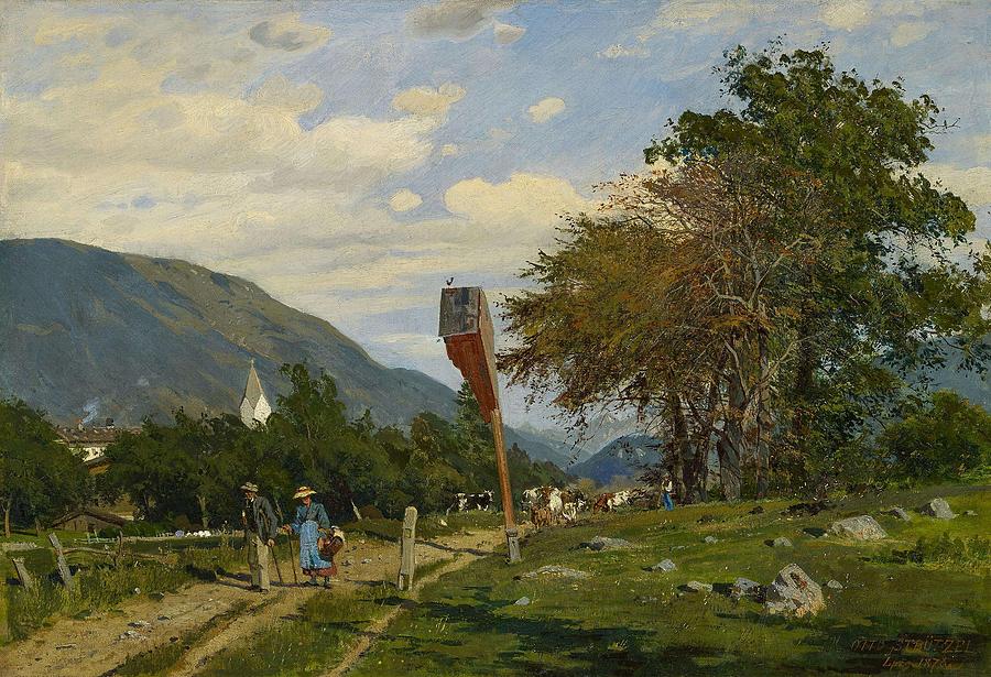 STRUTZEL, OTTO 1855 Dessau - 1930 On the Way Home. In the background ...