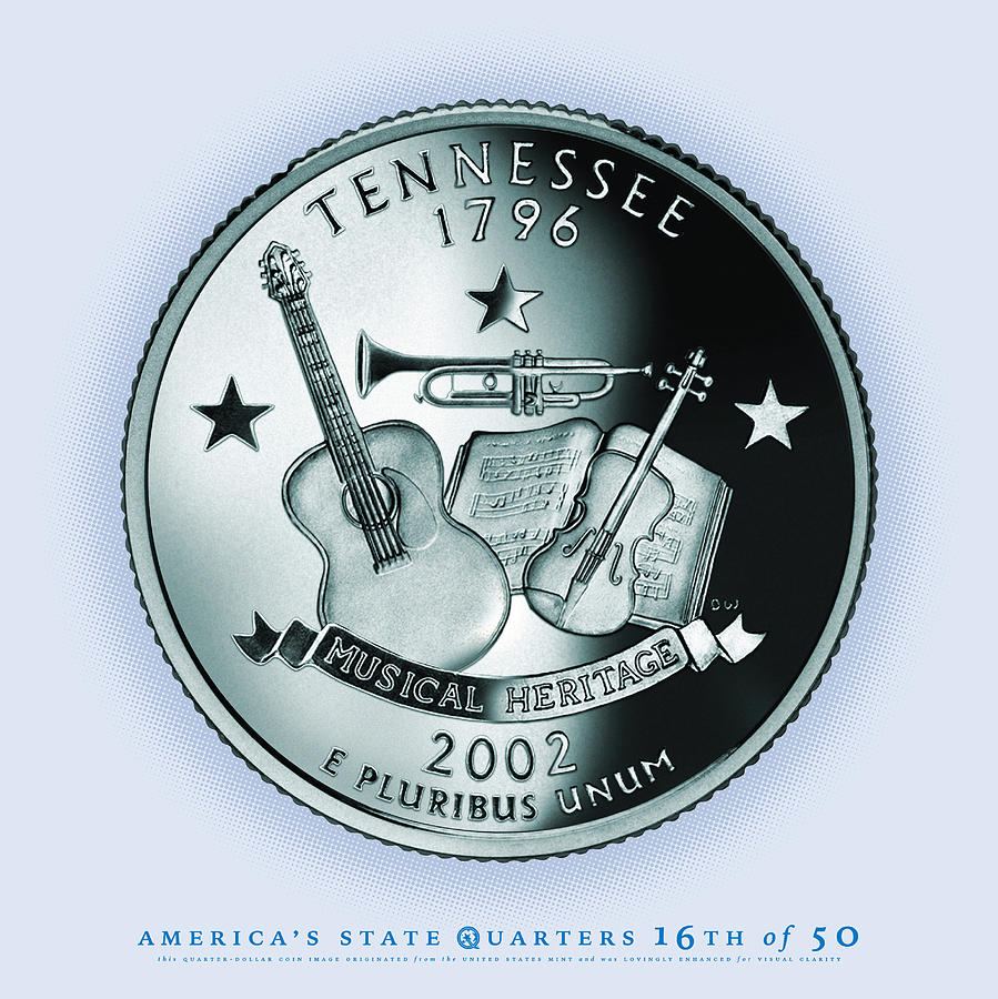 Tennessee State Quarter - Portrait Coin 16 Digital Art by Garrett Burke ...