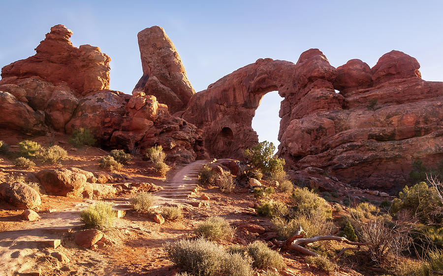 The path going to Turret Arch in Arches National Park close to s ...