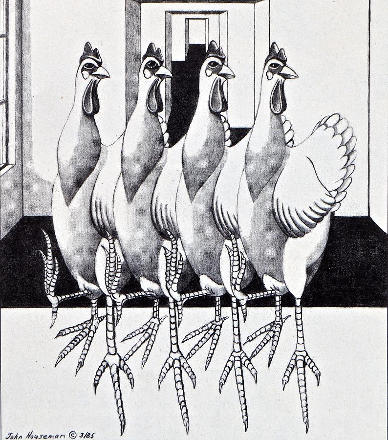 Three Legged Dancing Chickens Drawing by John Houseman | Pixels