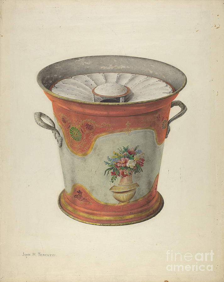 Toleware Slop Pail Drawing by John H. Tercuzzi - Pixels