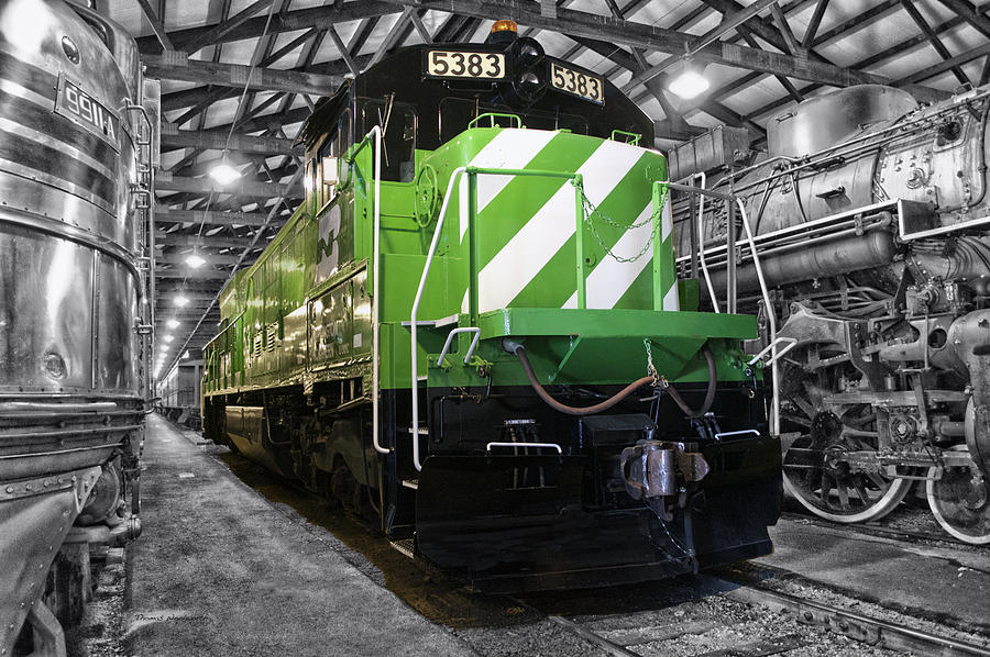 Trains Burlington Northern Locomotive 5383 SC Mixed Media by Thomas Woolworth | Fine Art America