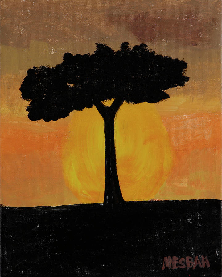 Tree at Sunset Painting by Mesbah Prosser - Fine Art America