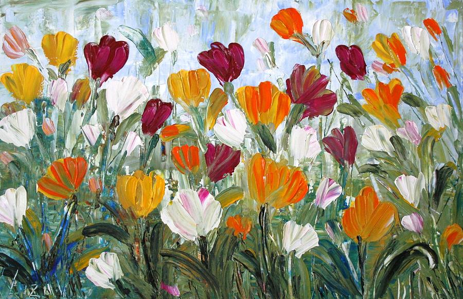 Tulips Garden Painting by Luiza Vizoli - Fine Art America