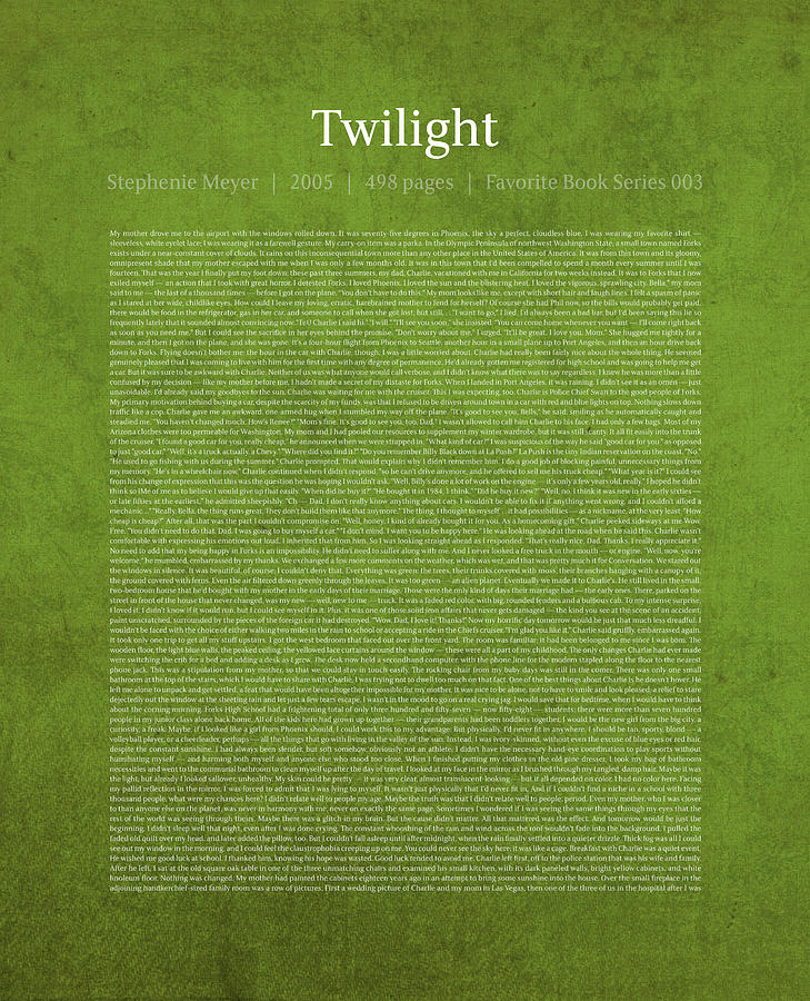 Twilight Stephenie Meyer Text Art Book Series 003 Mixed Media by Design ...