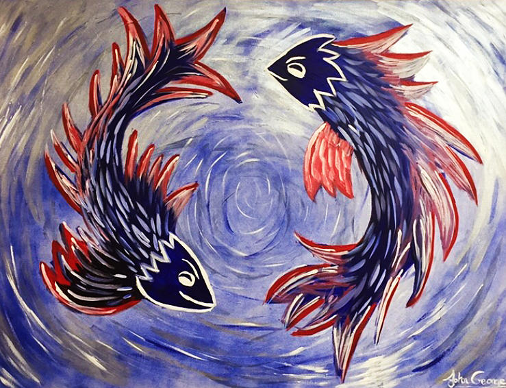 Two Fish Painting by John George - Fine Art America