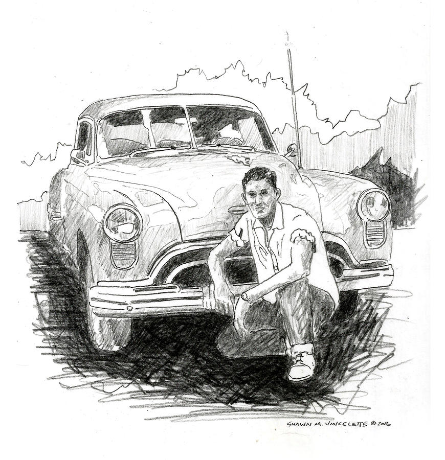 Uncle Dale's First Car Drawing by Shawn Vincelette - Fine Art America