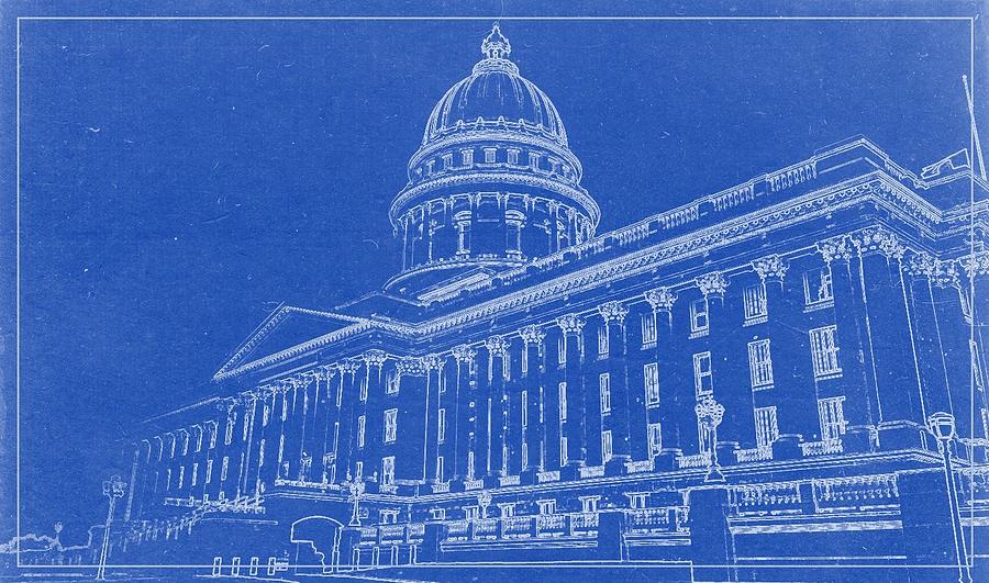 Utah State Capitol BluePrint Drawing Painting by Celestial Images ...