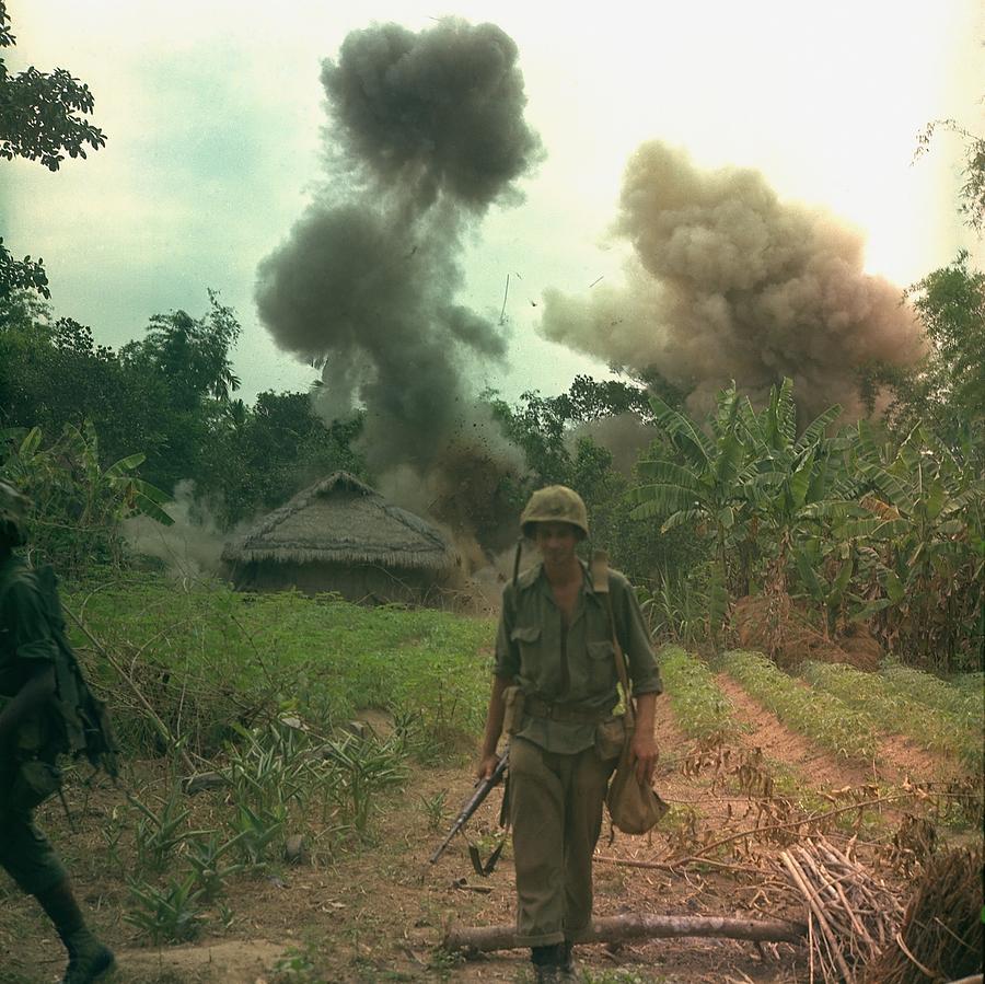 Vietnam War. Us Marines Walk Away Photograph by Everett - Pixels Merch