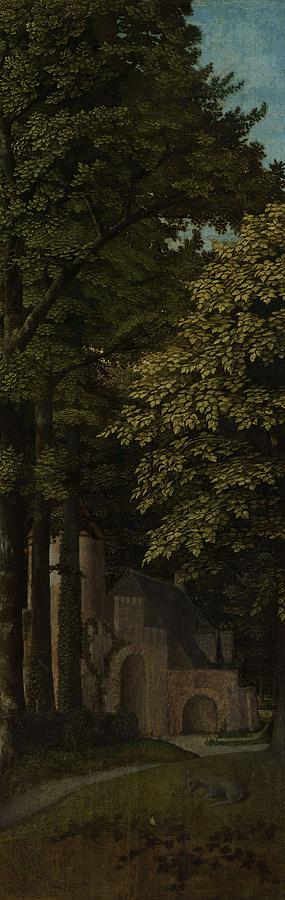 View in a Forest, Outer Left Wing of a Triptych, Gerard David, c. 1505 - c. 1515 Painting by ...