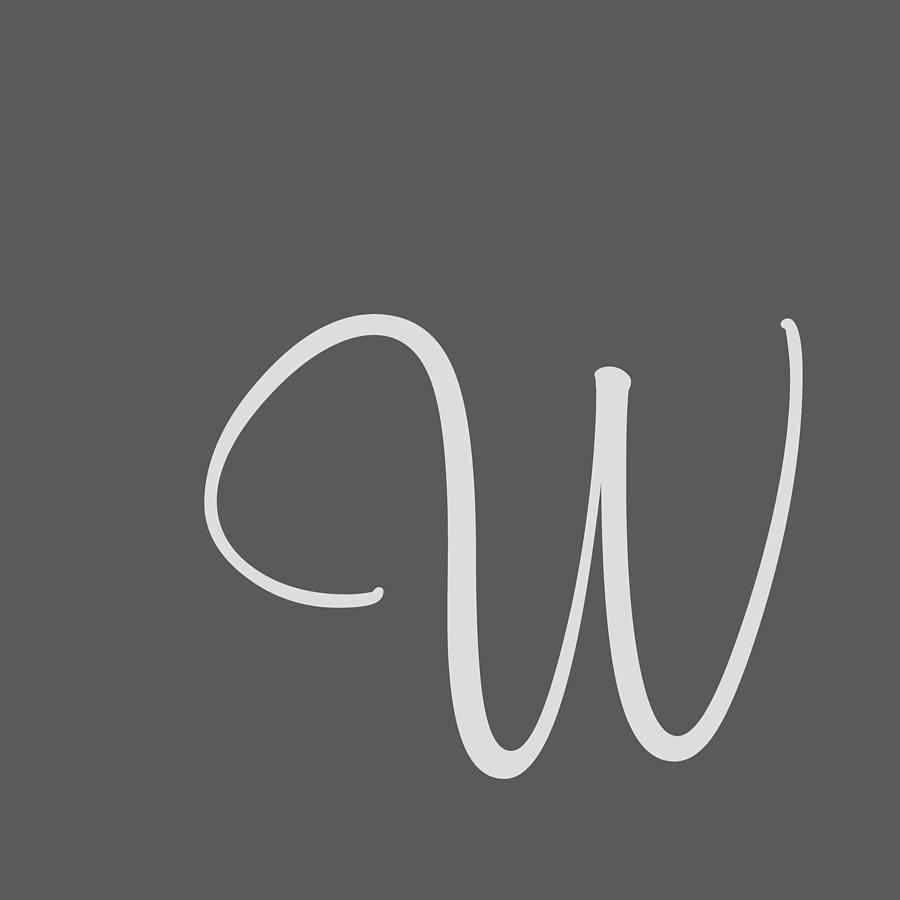 W in Light Gray Simple Script Digital Art by Custom Home Fashions ...