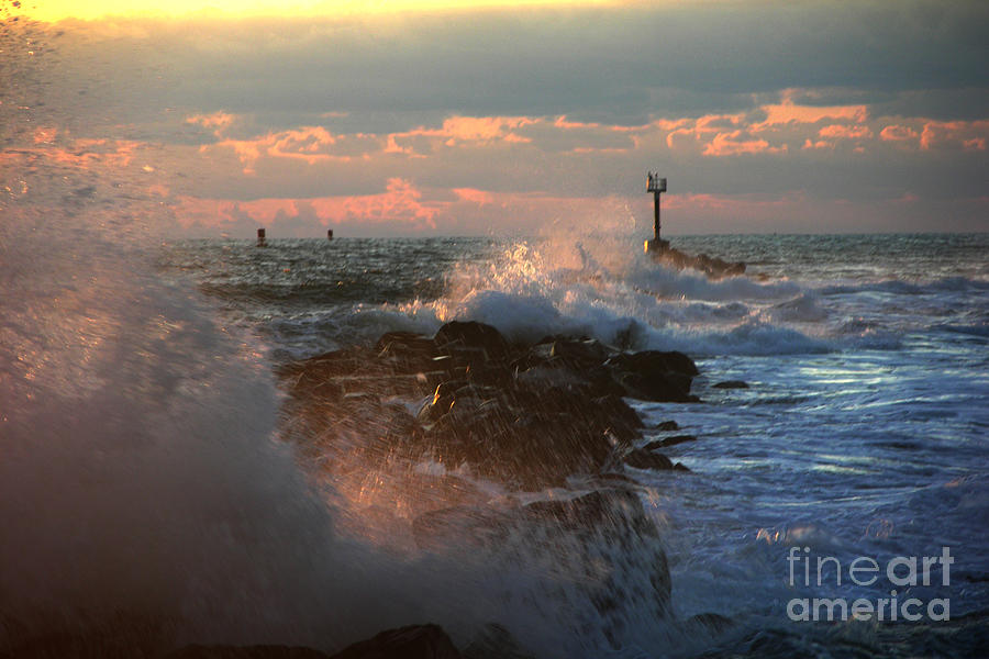 Waves crashing over the jetty Photograph by Julianne Felton - Pixels