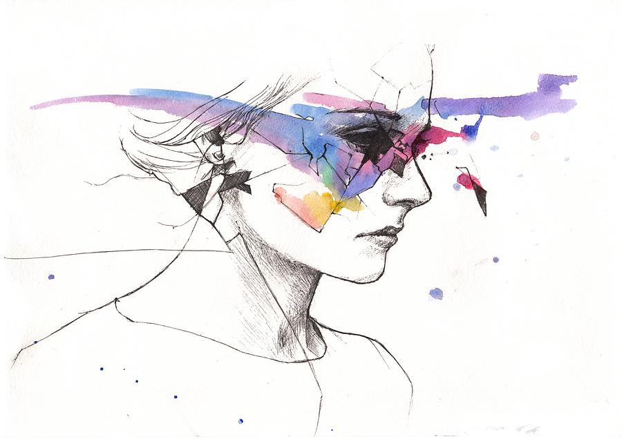 Woman Girl Person Man People Color Sorrow Painting by Grypons Art ...