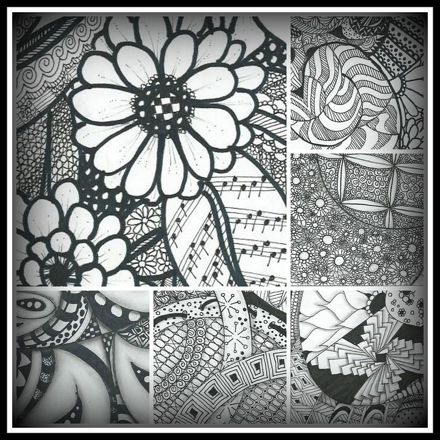 Zentangle Collage Drawing by Delila Bishop - Fine Art America
