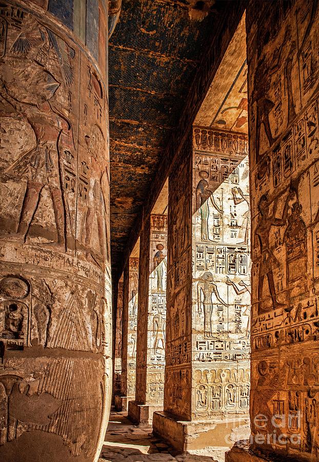 Colourfully Well Preserved Reliefs On The Ceilings Architraves Walls
