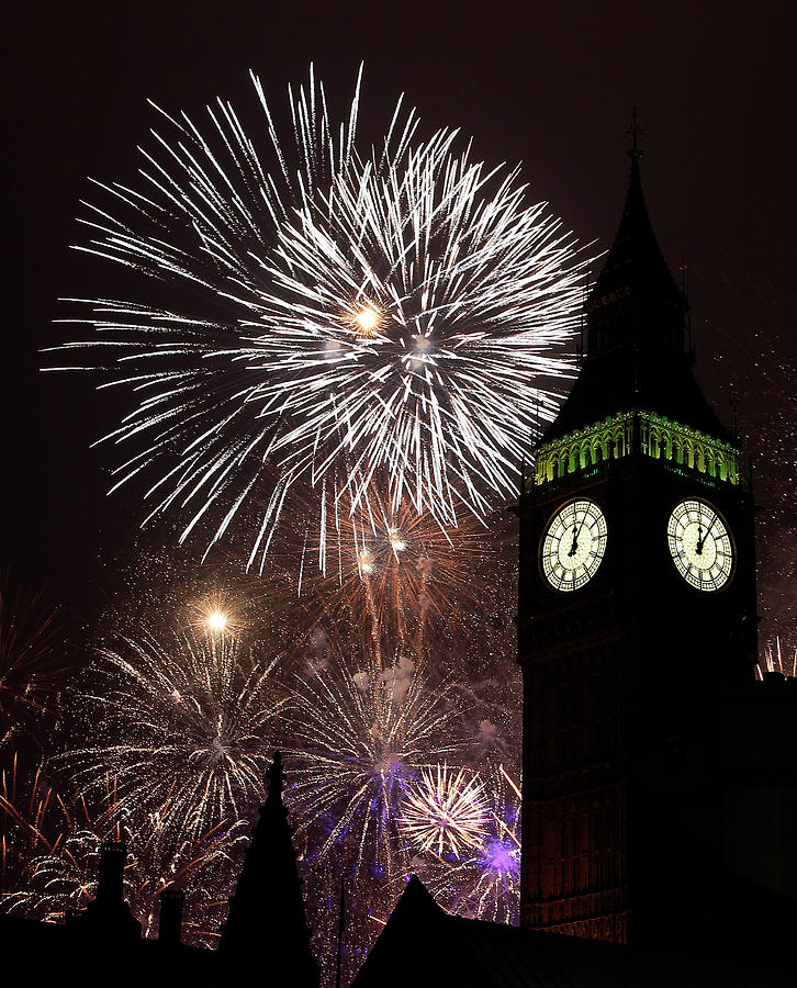 Fireworks Explode Behind the Big Ben Photograph by Stefan Wermuth ...