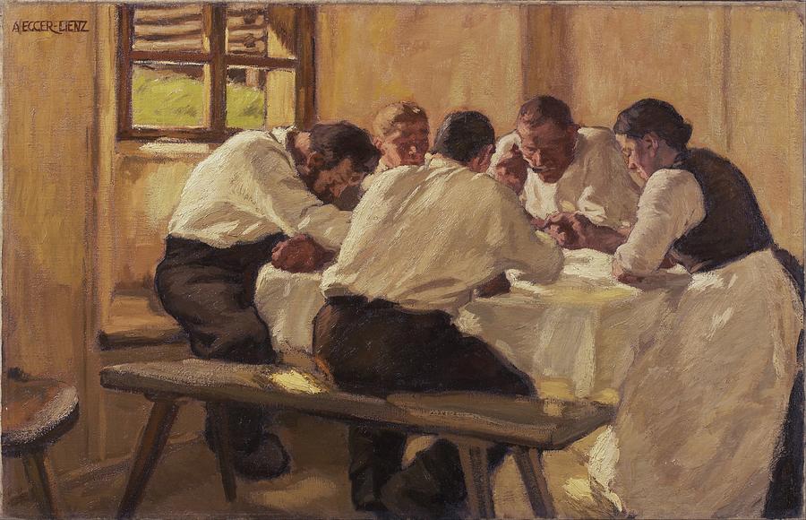 Lunch Painting by Albin Egger Lienz | Fine Art America