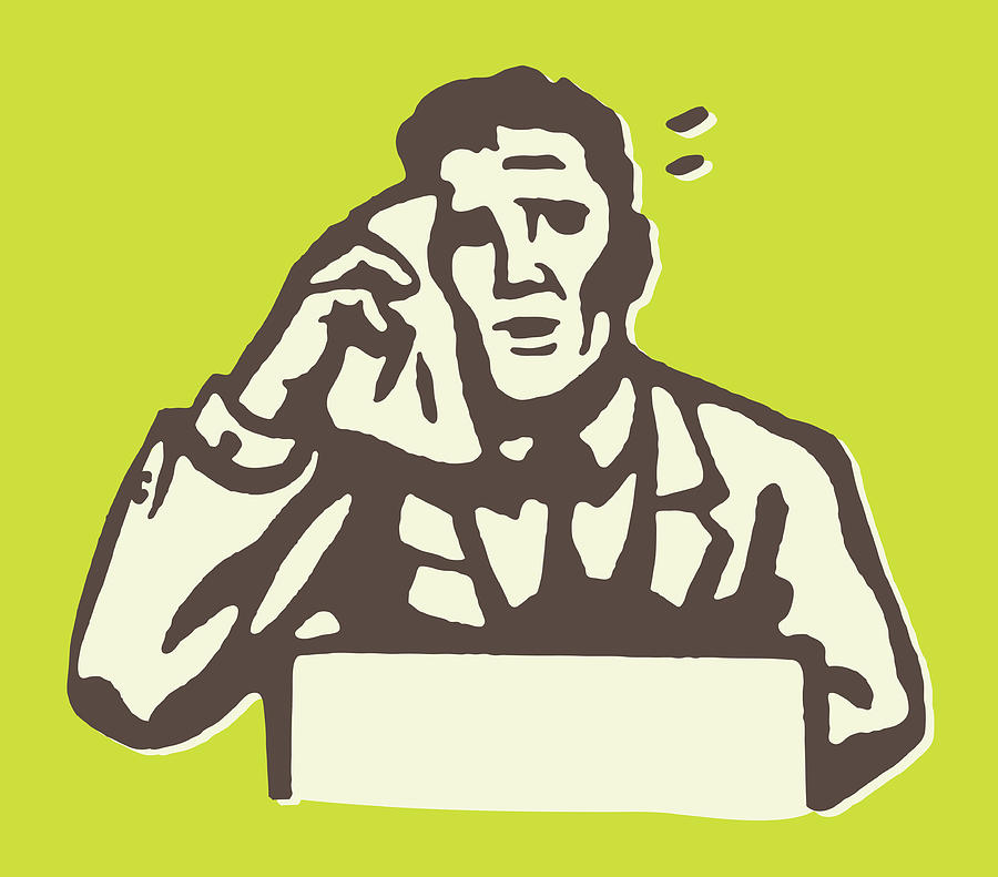 Man Wiping his Brow at Desk Drawing by CSA Images - Fine Art America