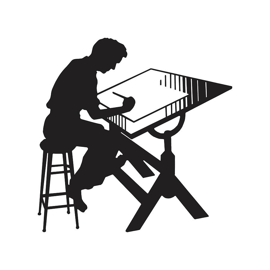 Man Working at Drafting Table Drawing by CSA Images - Fine Art America