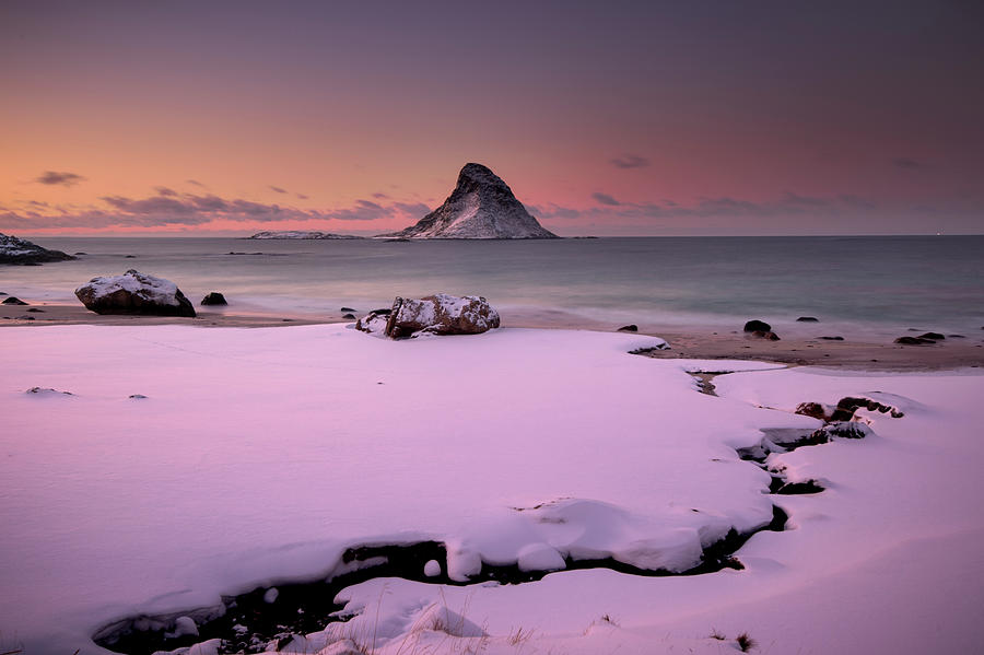 Winter Sunset On Puffin Island, Andenes, Nordland, Norway Digital Art by George Karbus ...