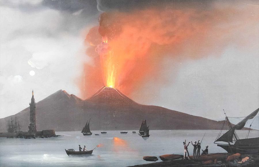 19th Century Italian School - Looking towards Vesuvius, Painting by ...