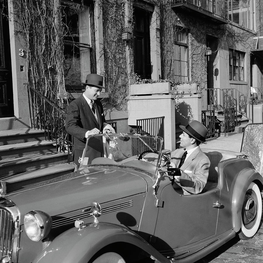 1950s 1960s Two Businessmen Talking Painting by Vintage Images - Fine Art America