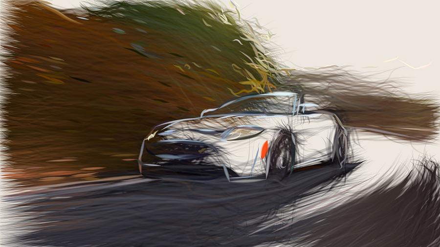 Jaguar XKR S Convertible Draw Digital Art by CarsToon Concept - Fine ...