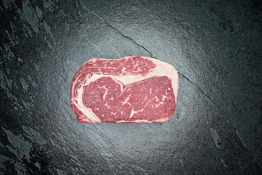 Raw Australian Wagyu Beef Rib-eye Steak Photograph by Torri Tre - Fine ...