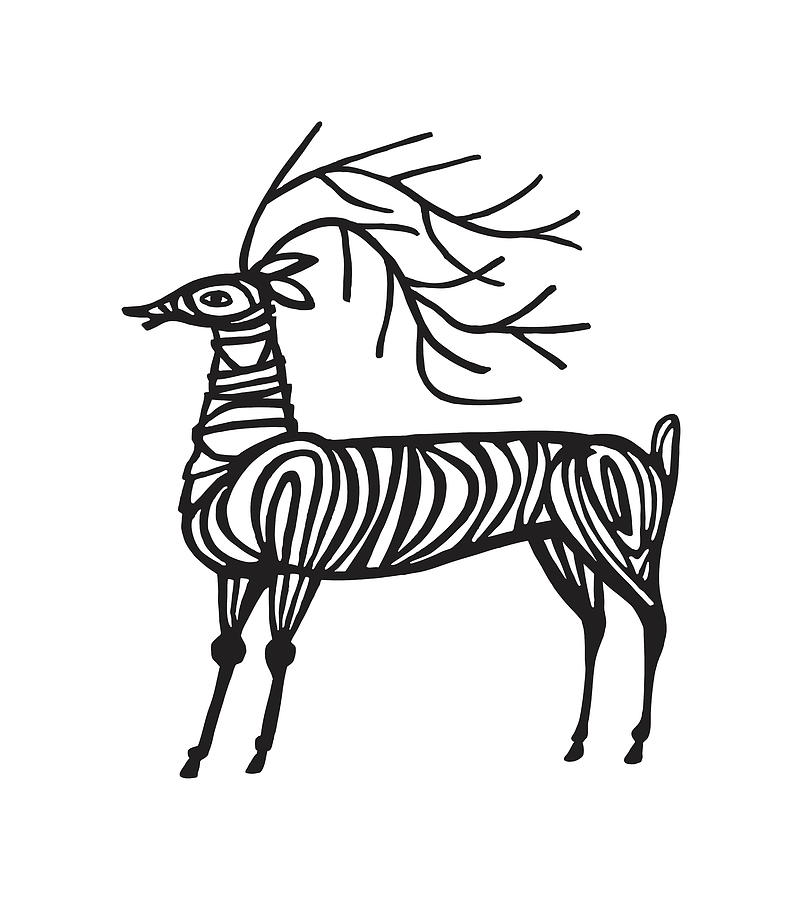 Stylized Deer Drawing by CSA Images - Fine Art America