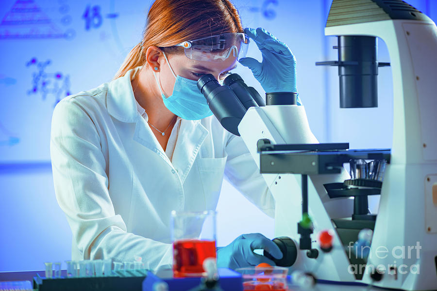 Scientist Using Microscope #21 by Microgen Images / Science Photo Library