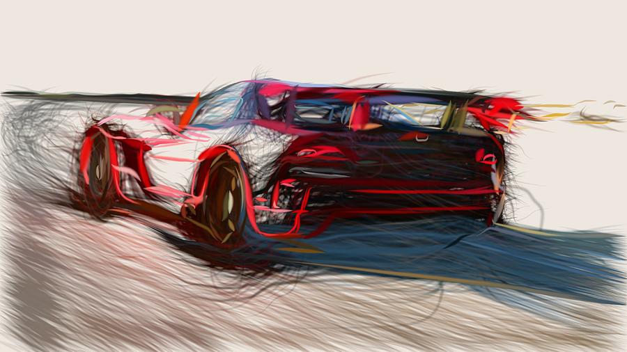 Dodge Viper SRT10 ACR Draw Digital Art by CarsToon Concept - Pixels