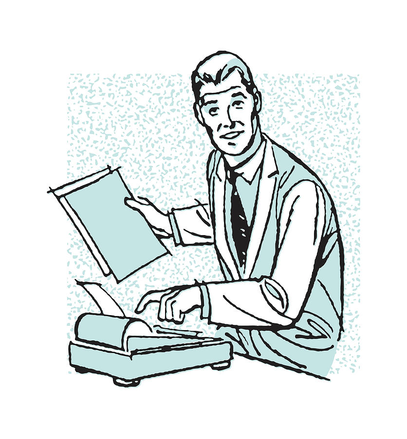 Man Using Adding Machine Drawing by CSA Images - Fine Art America