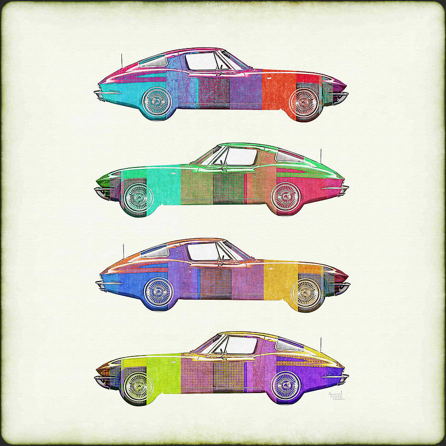 4 Corvette split window Painting by Aaaah Eeeek Studio