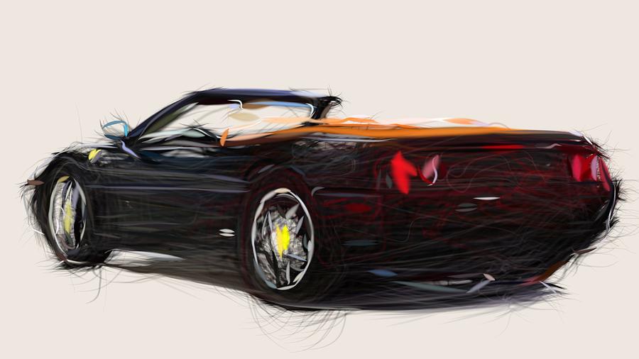 Ferrari F355 Spider Draw Digital Art by CarsToon Concept - Fine Art America