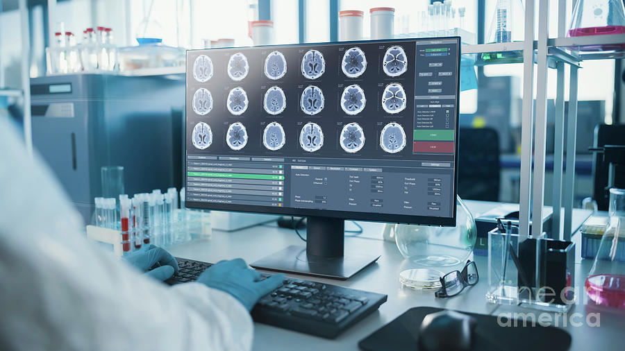 Scientist Using A Computer Photograph by Gorodenkoff Productions ...