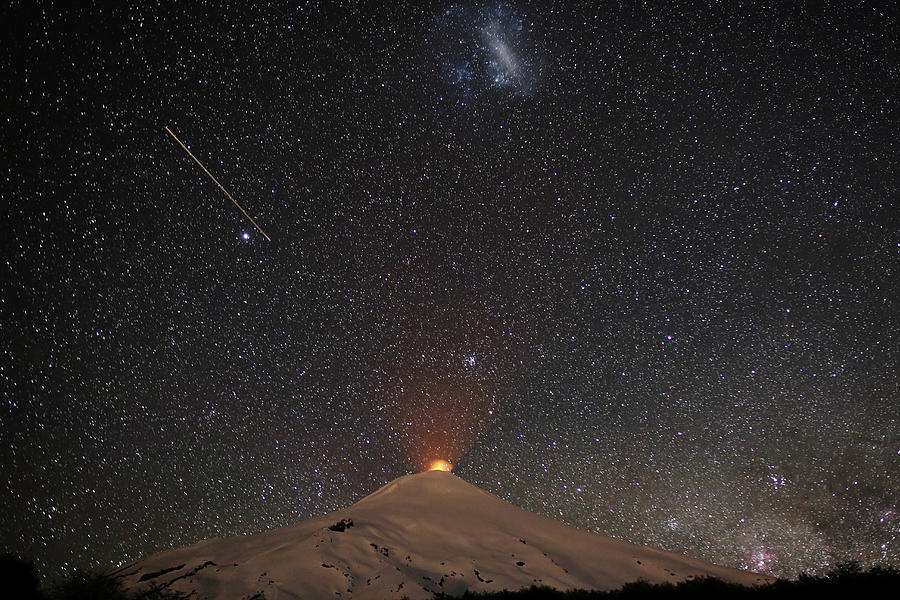 The Villarrica Volcano is Seen at Night Photograph by Stringer . - Fine ...