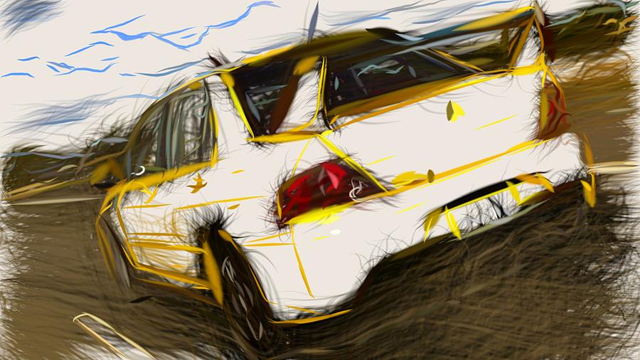 Mitsubishi Lancer Evolution IX Draw Digital Art by CarsToon Concept ...