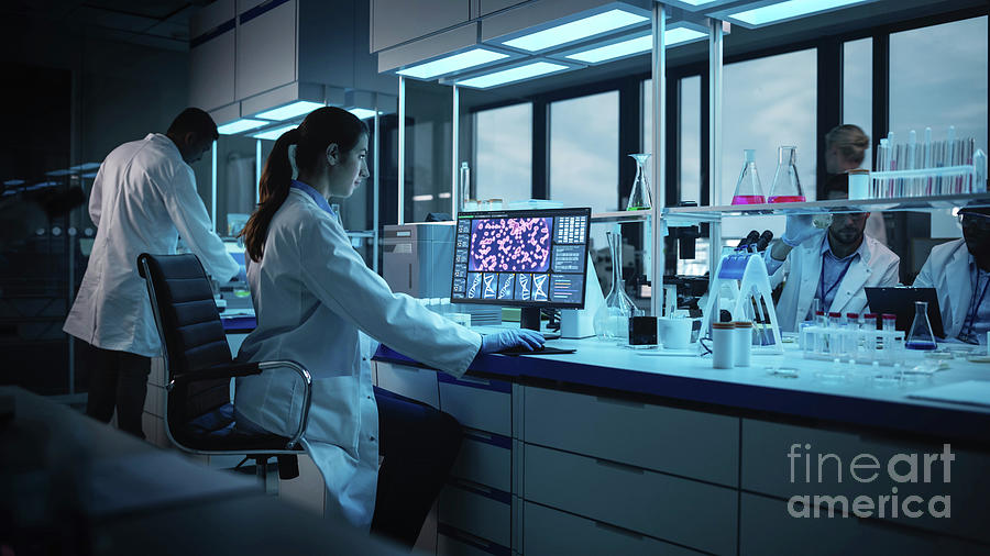 Scientist Using A Computer In A Laboratory #9 by Science Photo Library