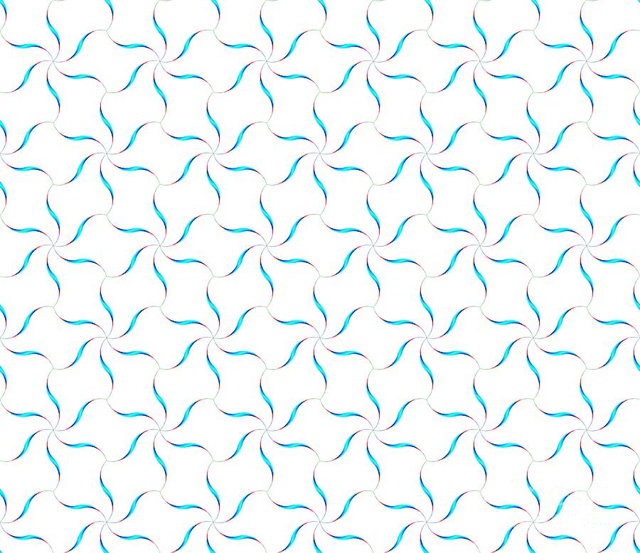 A repeating pattern featuring a delicate multi-colored curvy swirl with ...