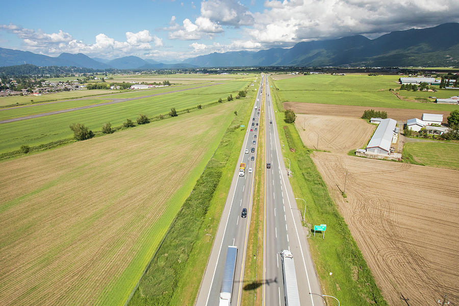 Aerial View Of Trans-canada Highway In Chilliwack, B.c., Canada ...