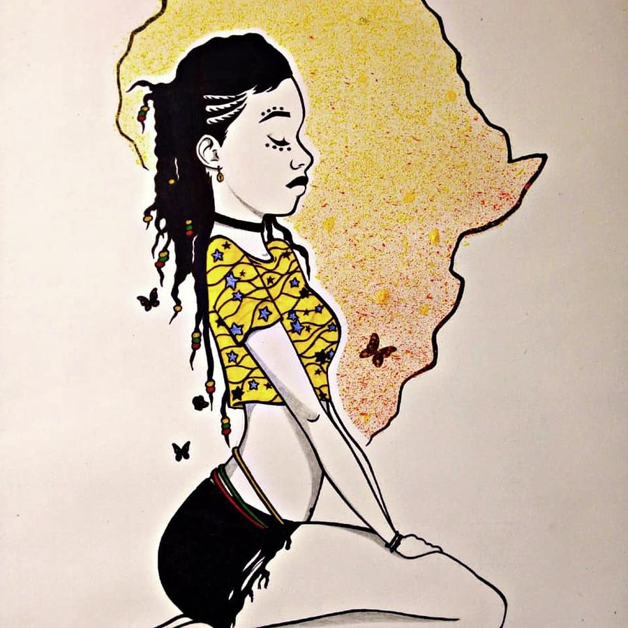 African Heart Drawing By Miebi Johnson Fine Art America