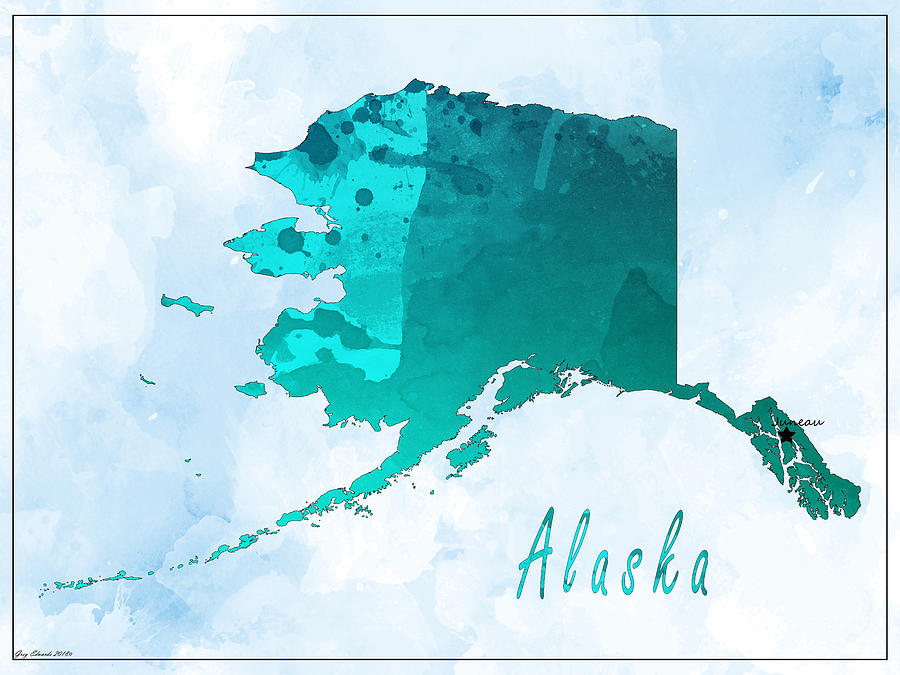 Alaska Map Style 5 Drawing by Greg Edwards - Pixels